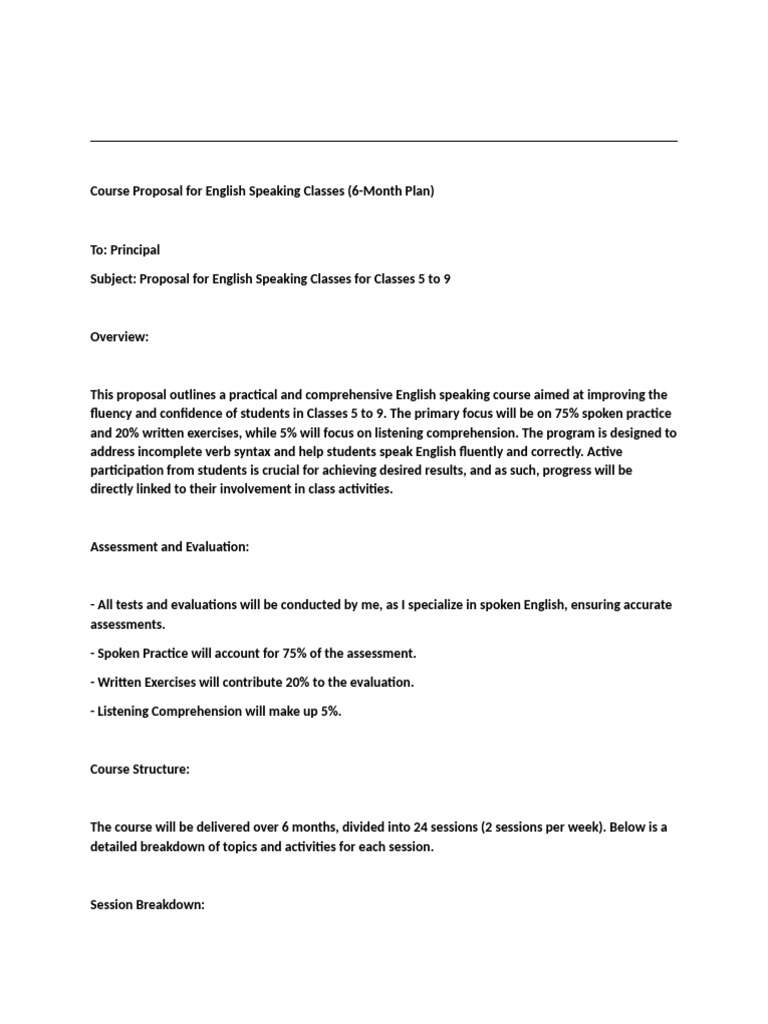 English Speaking Course Proposal for Students | PDF | English Language ...