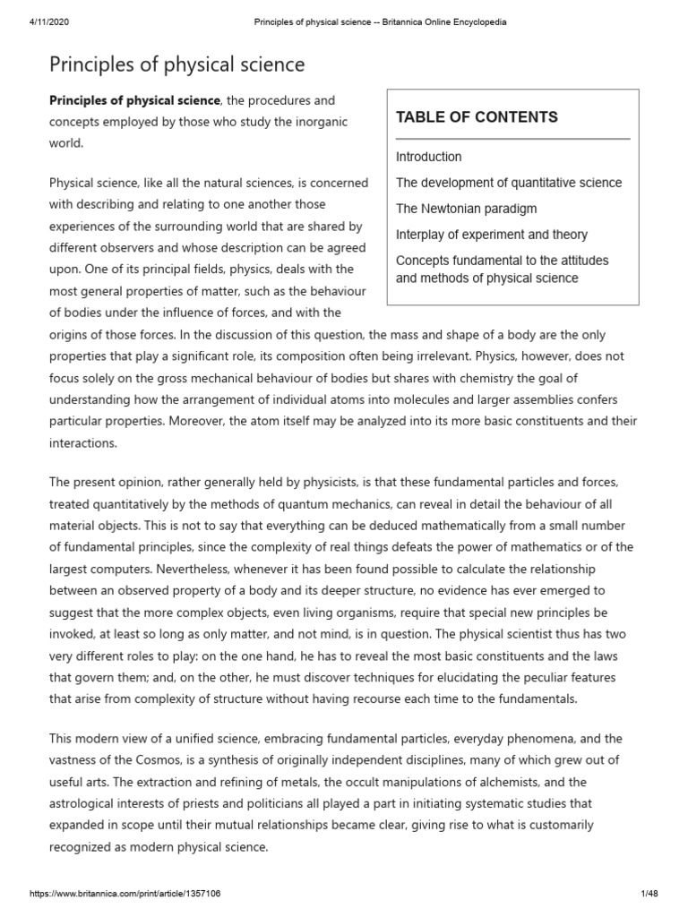 PrinciplesOfPhysicalScience_Britannica | PDF | Force | Luminiferous Aether