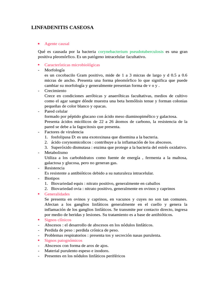 Linfadenitis Caseosa | PDF | Inflamación | Las bacterias