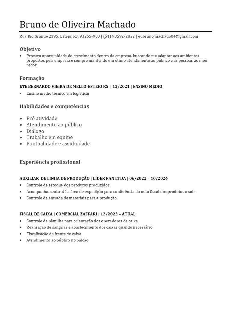 Curriculo Bruno Machado | PDF