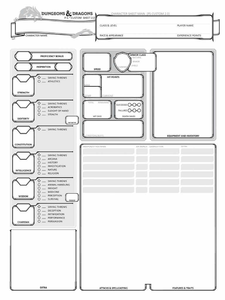 Detailed Character Sheet Template | PDF