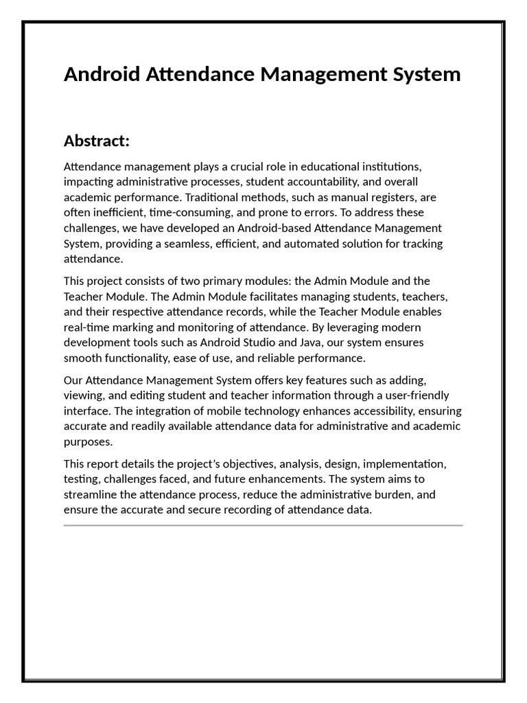 Android Attendance Management System | PDF | Software Testing | Usability