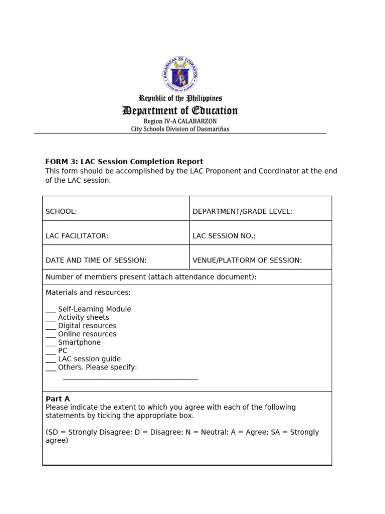 Form 3. LAC Session Report | PDF | Learning | Human Communication