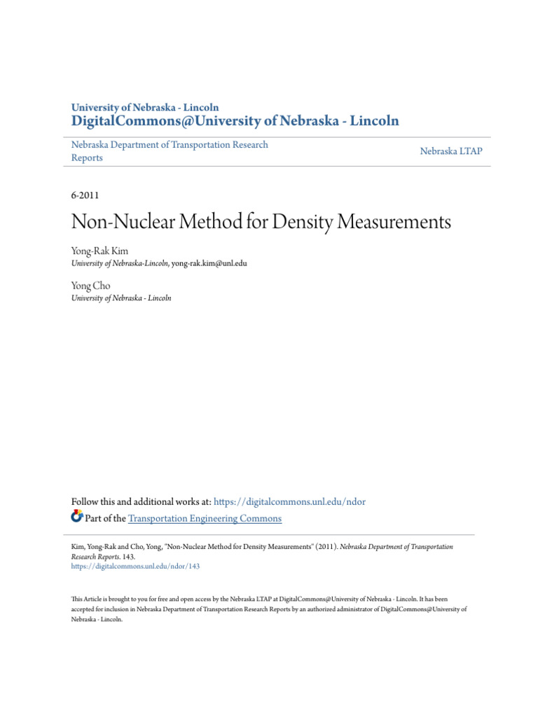 Non-Nuclear Density Measurement Methods | PDF | Student's T Test | Outlier