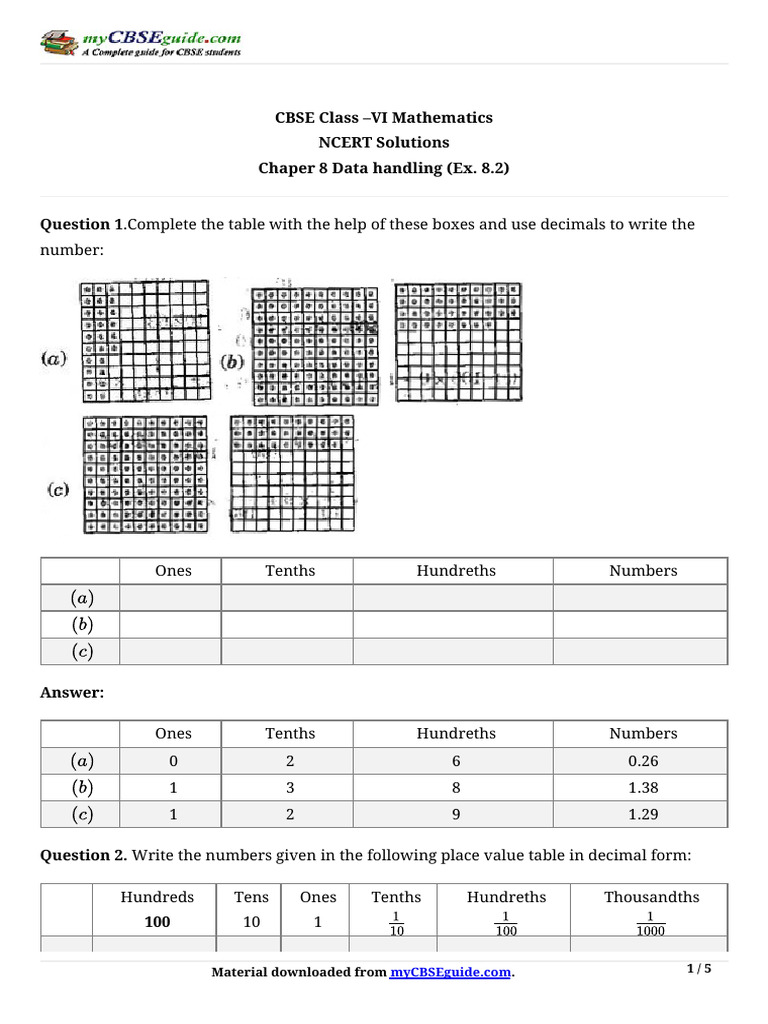 06 Mathematics Ncert ch08 Decimals Ex 8.2 | PDF | Encodings | Notation
