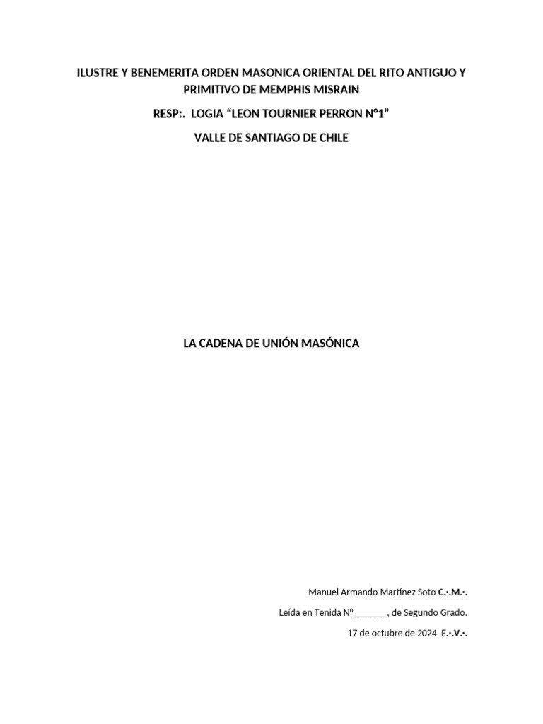 La Cadena de Unión Masónica: Símbolo y Ritual | PDF | Mantman ...