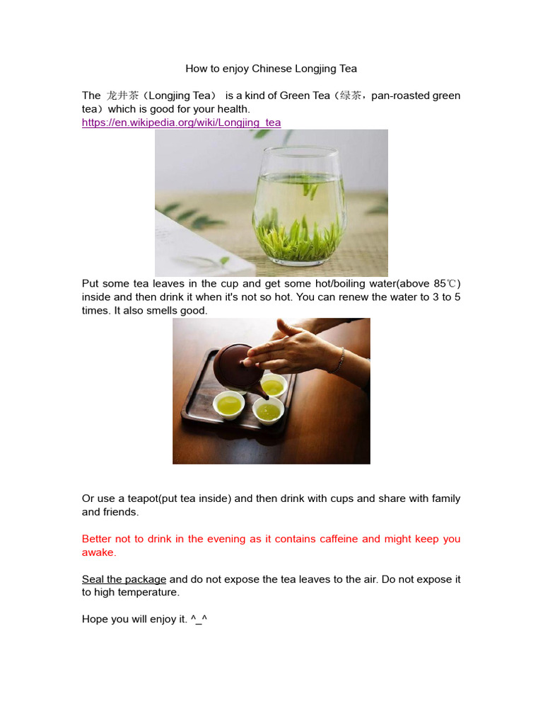How To Enojoy The Chinese Longjing Tea | PDF
