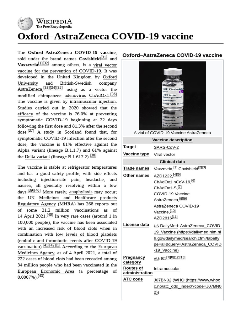 Oxford-AstraZeneca COVID-19 Vaccine | PDF | Medical Specialties | Medicine