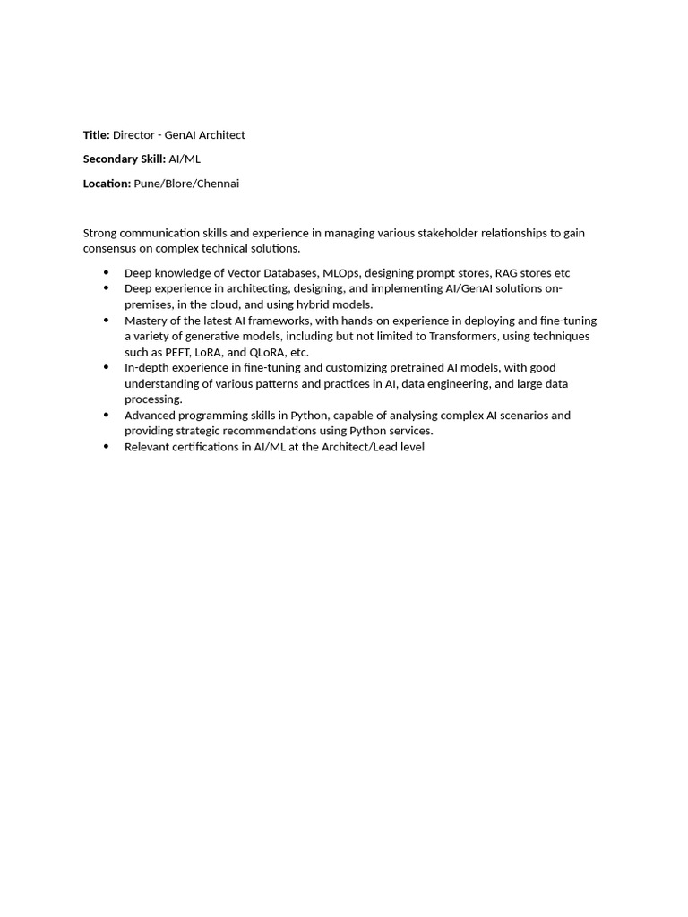 JD - AIML Architect | PDF