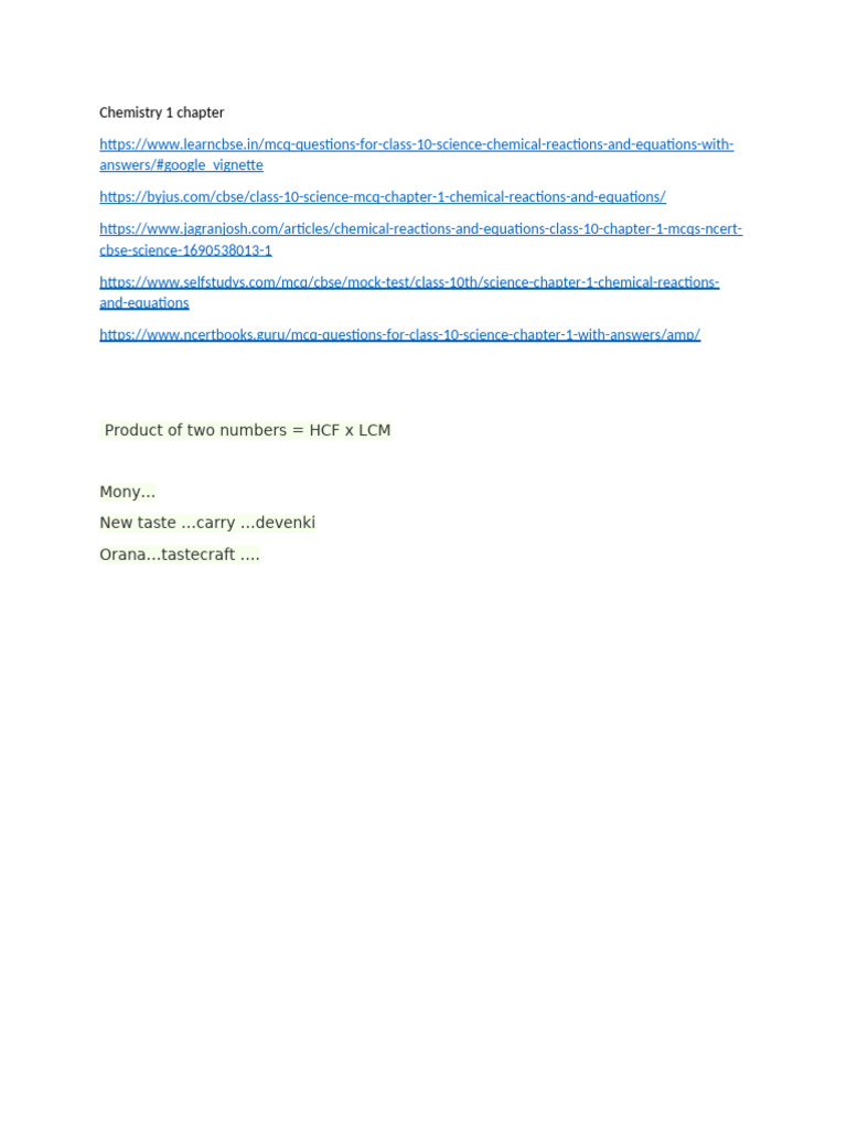 Chemistry 1 Chapter | PDF