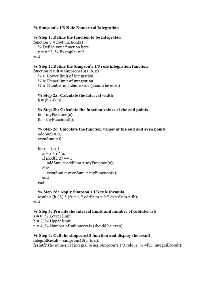 MAT LAB SIMPSON | PDF | Integral | Interval (Mathematics)