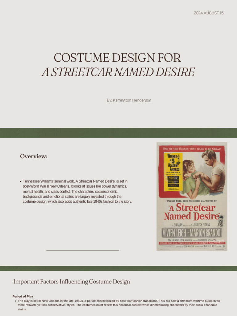 Costume Design in A Streetcar Named Desire | PDF | Clothing | Fashion