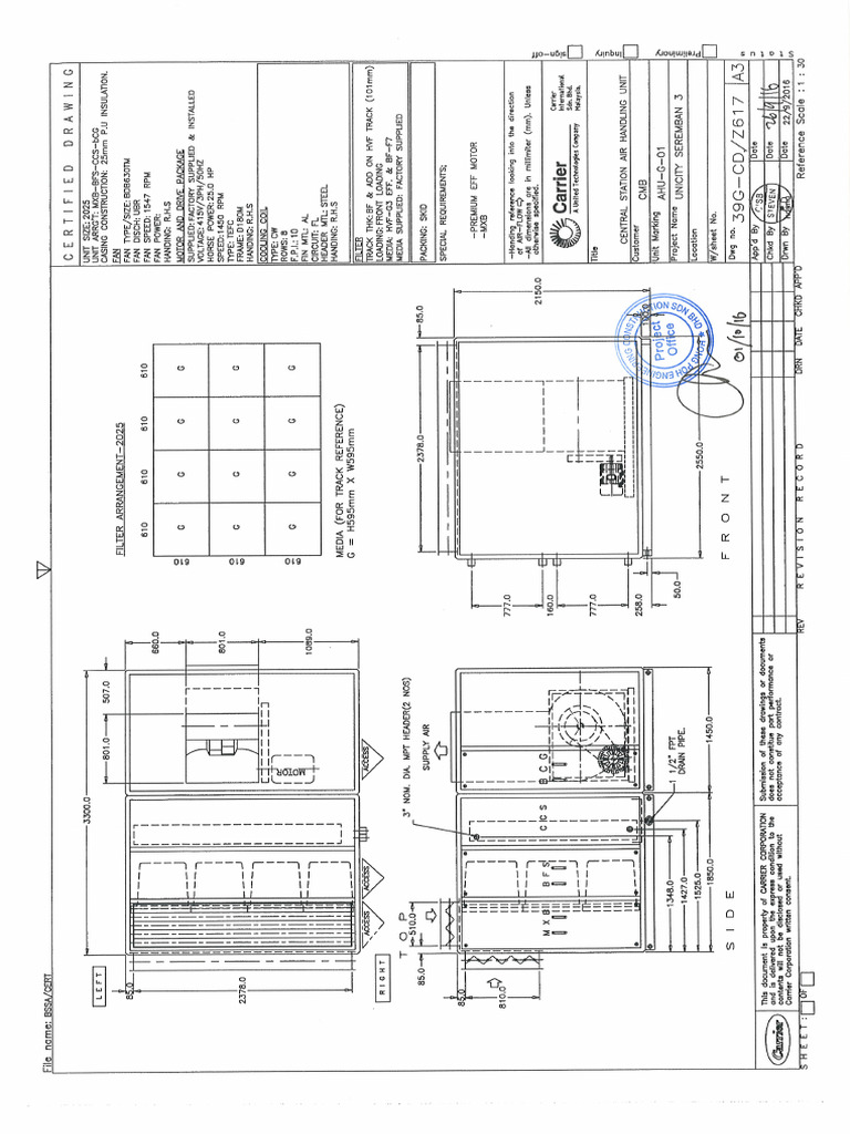 AHU Detailed Drawings - Signed Copy | PDF