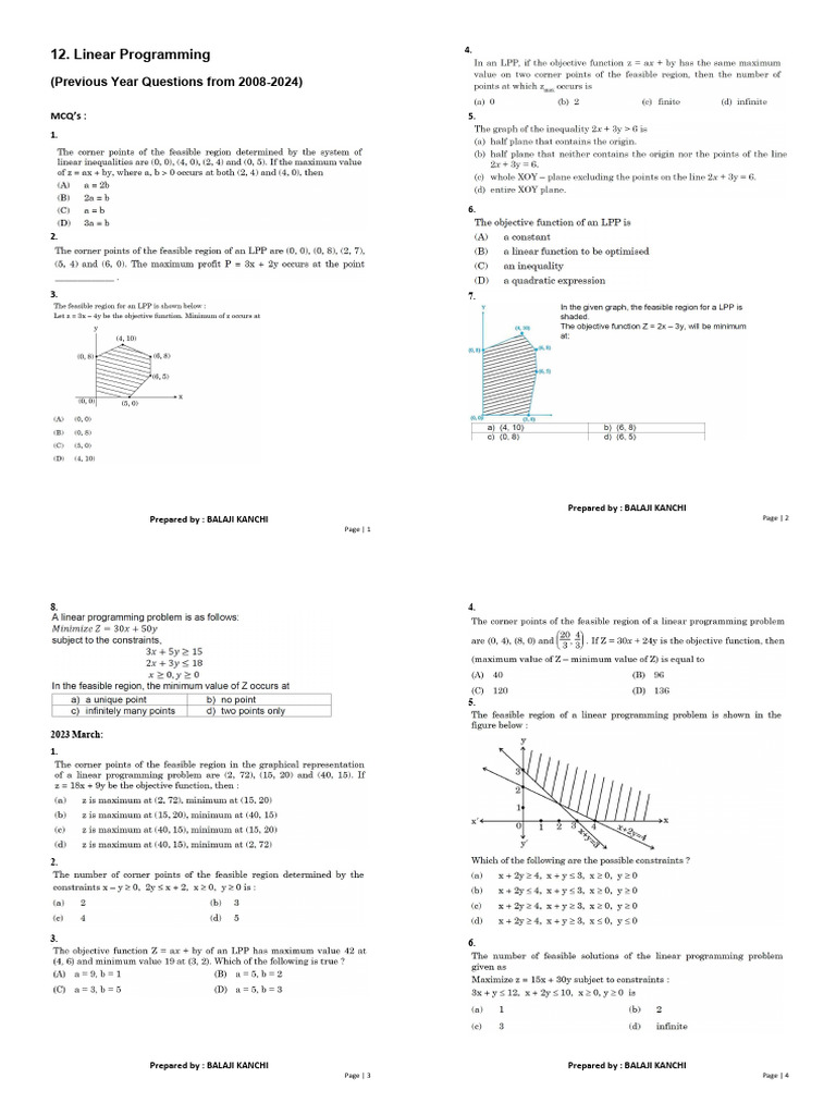 Linear Programming Exam Prep | PDF