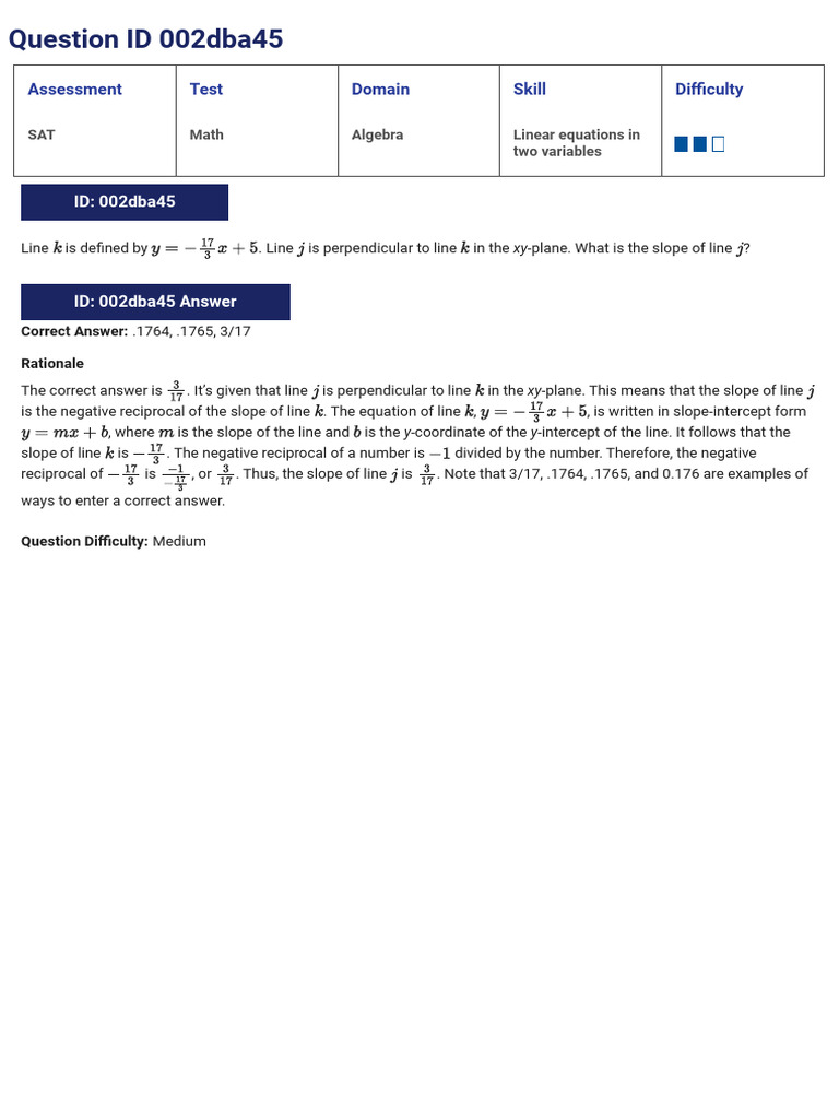 Sat Question Bank - Algebra 1 | PDF | Equations | Algebra
