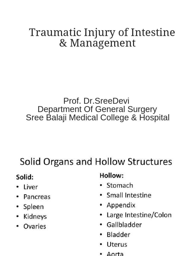 Intestinal Trauma: Causes & Care | PDF
