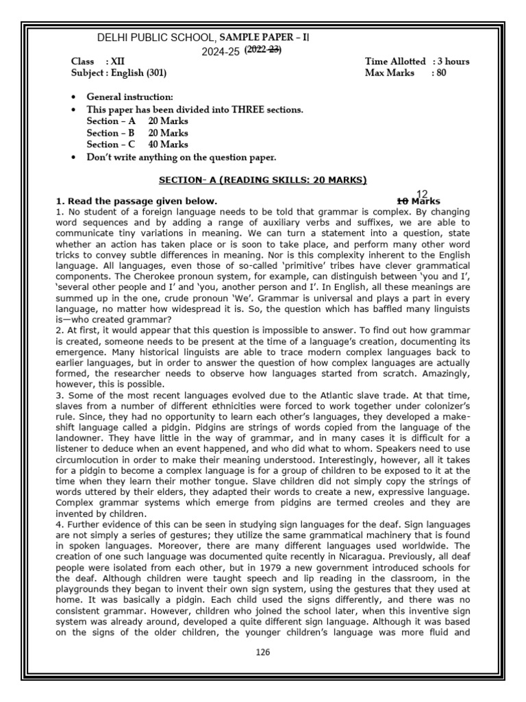 Xii English Sample Paper 2 and 3 | PDF | Fingerprint | Grammar