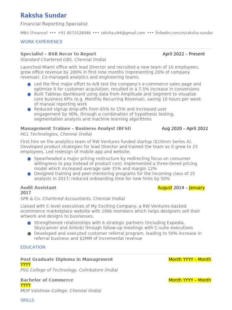 Resume Backbone - Raksha | PDF | Analytics | Information Technology