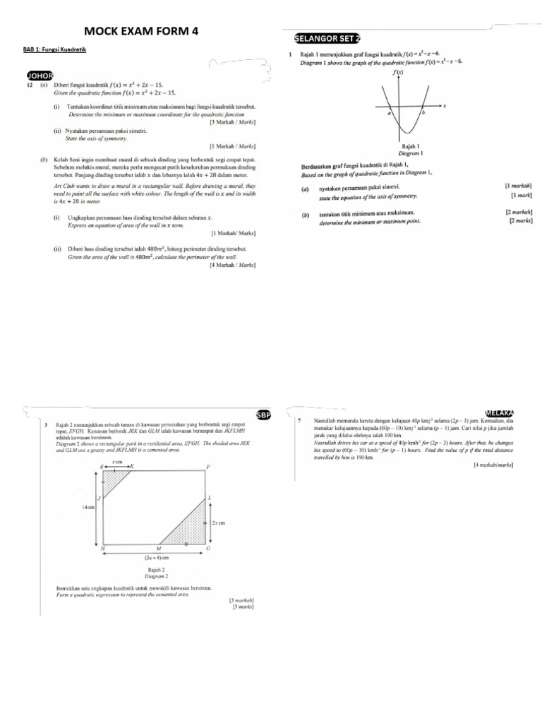 Mock Exam Form 4 Math (2023 Trial) | PDF