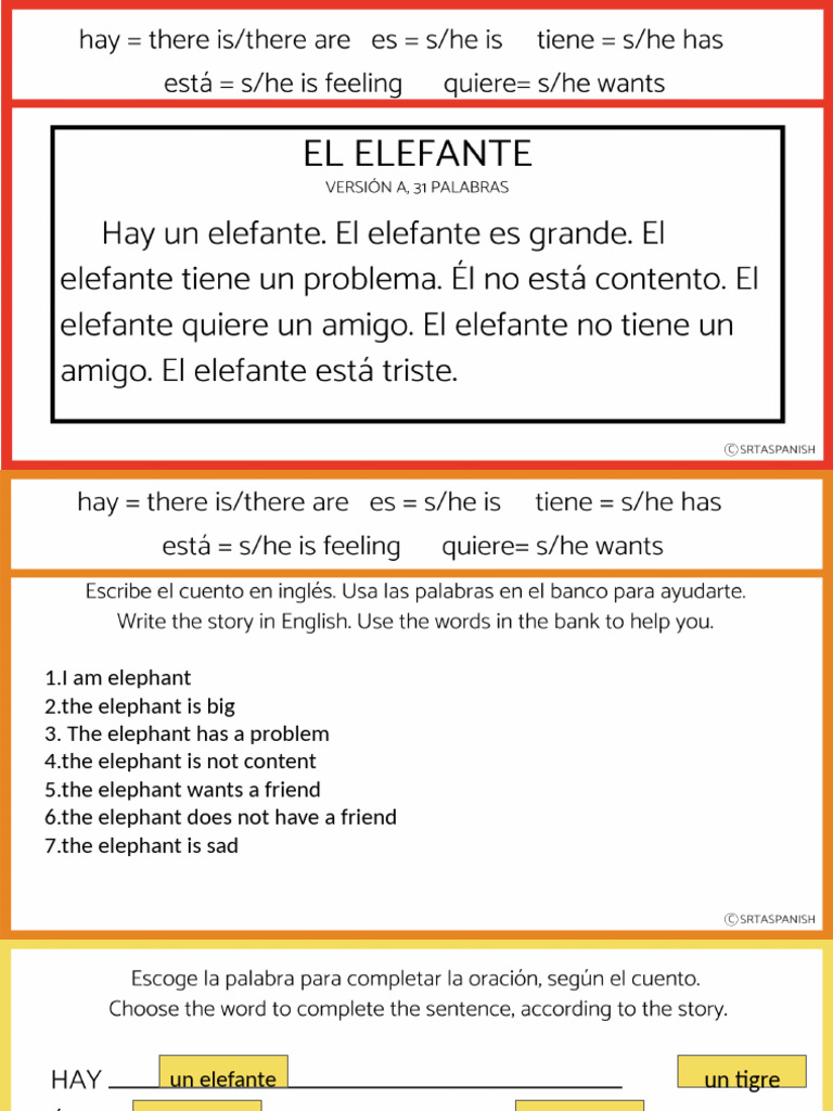 Sarah Coach - El Elefante Day 1 Activities Digital | PDF