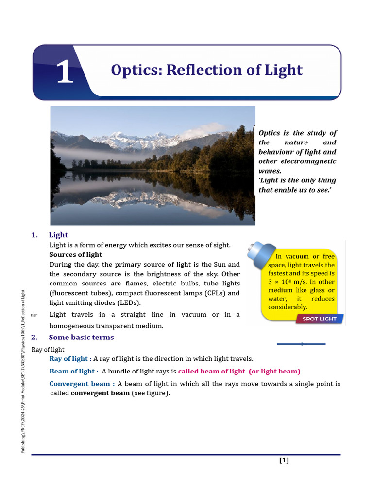 reflection+of+light | PDF | Mirror | Light