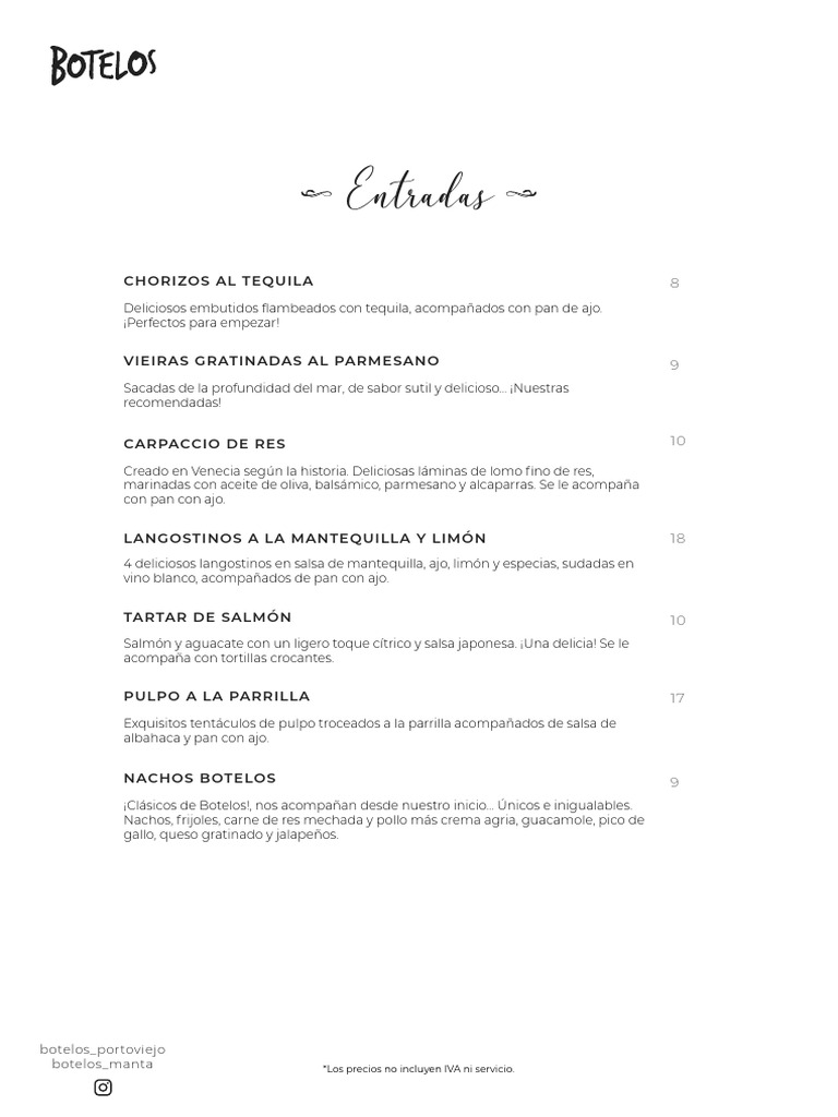 Menu Botelos Octubre 2023 | PDF | Ginebra | Mariscos