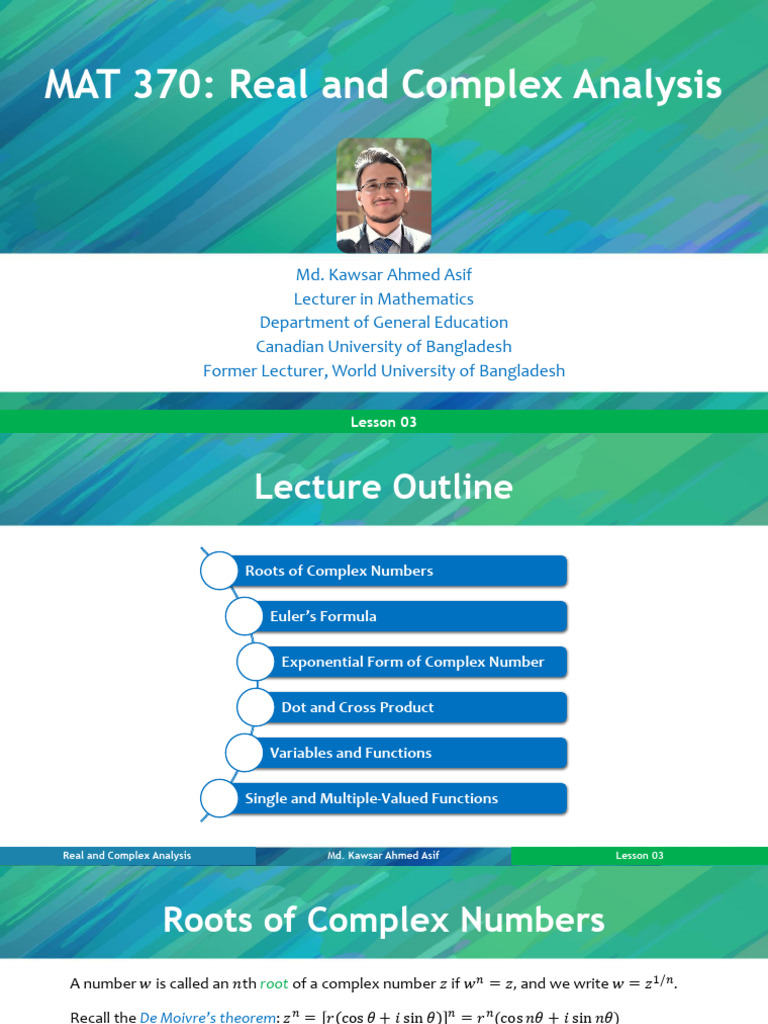 Real and Complex Analysis (Lesson 03) | PDF | Complex Number | Function (Mathematics)