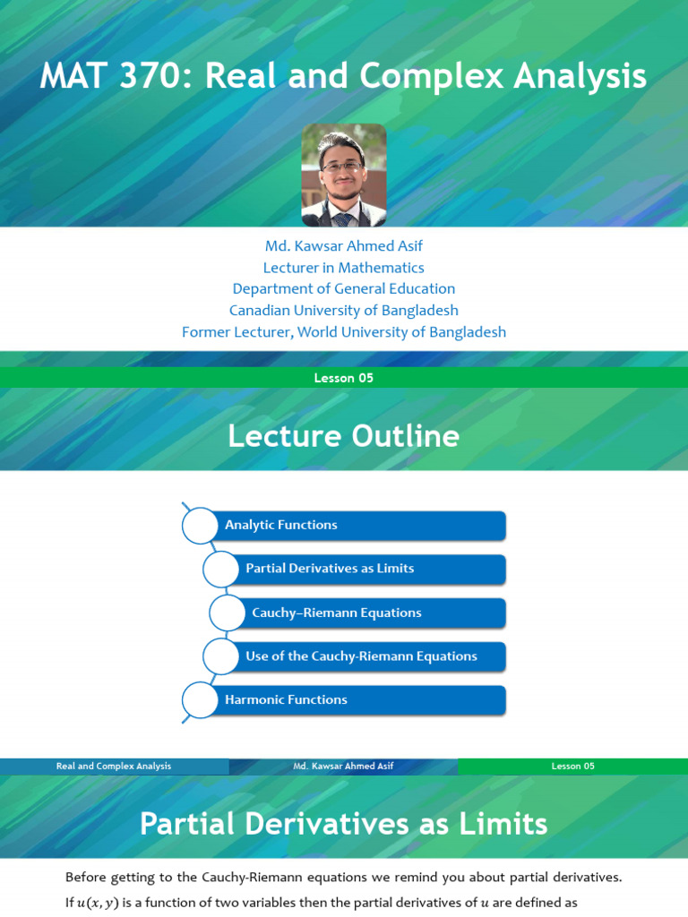 Real and Complex Analysis (Lesson 05) | PDF | Holomorphic Function | Differential Equations