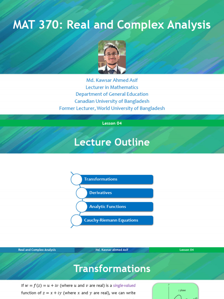Real and Complex Analysis (Lesson 04) | PDF | Analytic Function ...