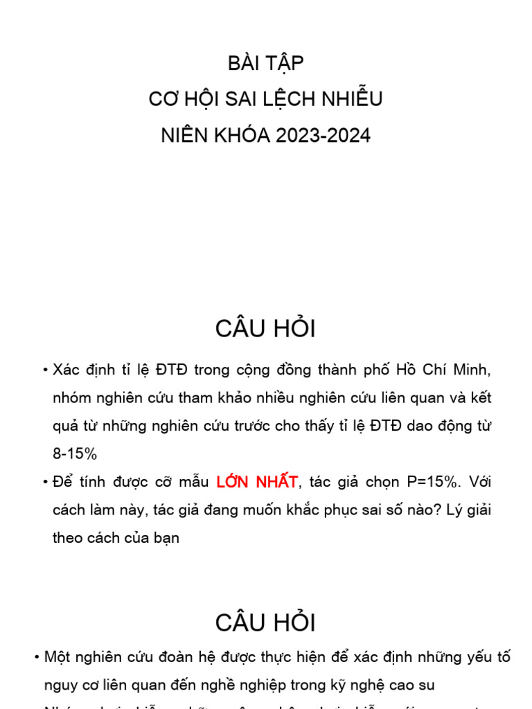 Bai Tap Co Hoi Sai Lech Gay Nhieu Nttu NK 2023-2024 | PDF