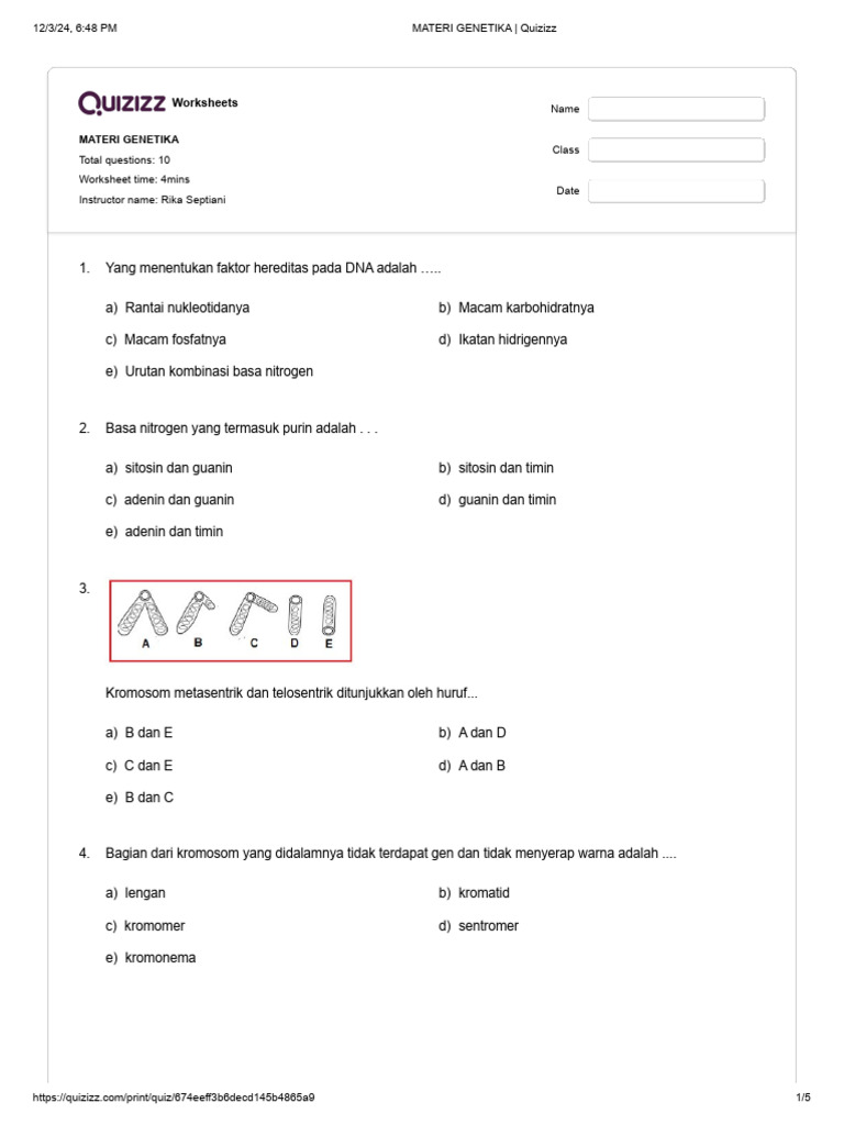 MATERI GENETIKA - Soal Dan Jawaban | PDF