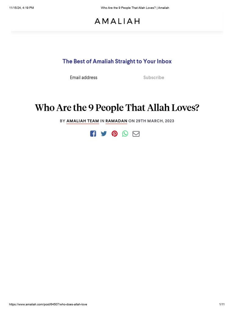 Who Are The 9 People That Allah Loves - Amaliah | PDF | Muhammad | Abrahamic Religions