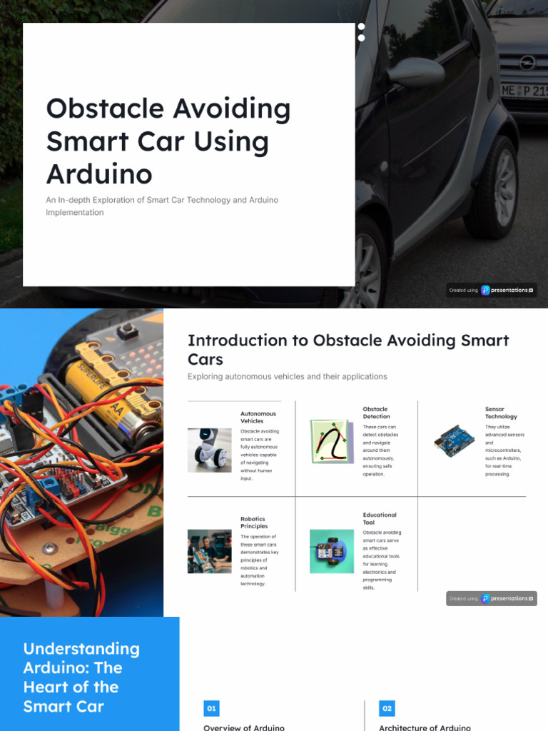 Obstacle Avoiding Smart Car Using Arduino Presentation (1) | PDF