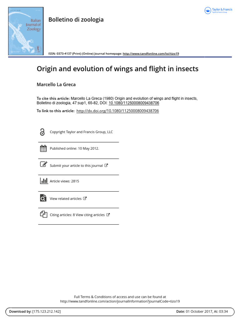 Origin and evolution of wings and flight in insects | PDF | Insects