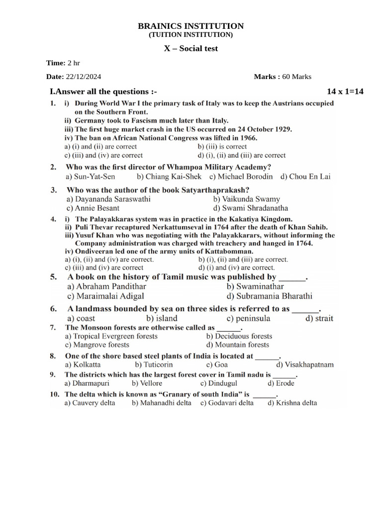 22-12-2024 Social Test | PDF