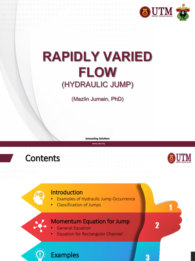 Hydraulic Jump: Flow Dynamics Explained | PDF | Spillway | Dynamics (Mechanics)