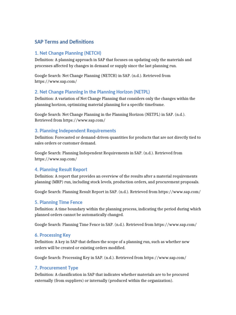 SAP Terms and Definitions | PDF | Business
