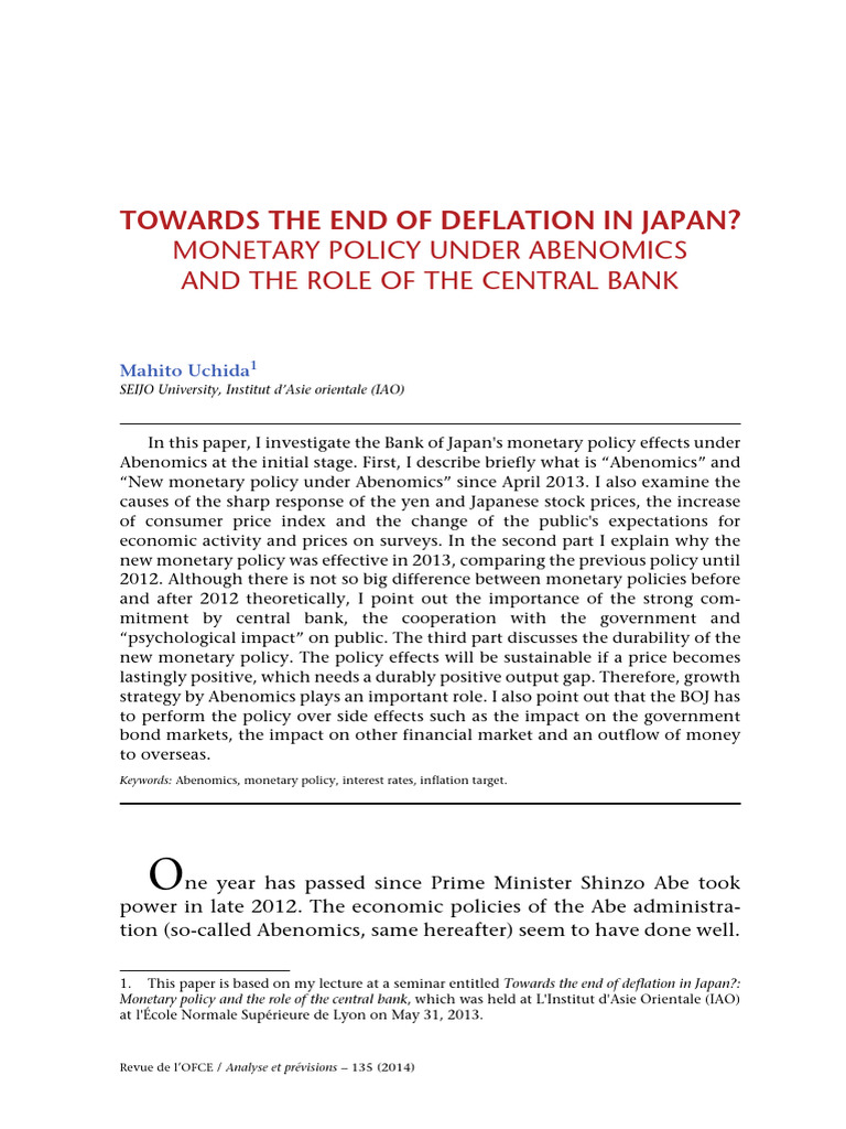 Towards The End of Deflation in Japan | PDF | Bank Of Japan ...