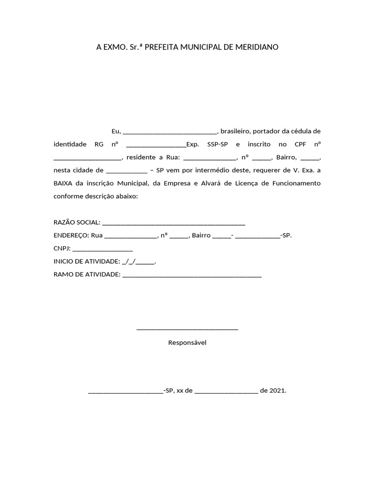 Modelo de Req Baixa Da Empresa | PDF