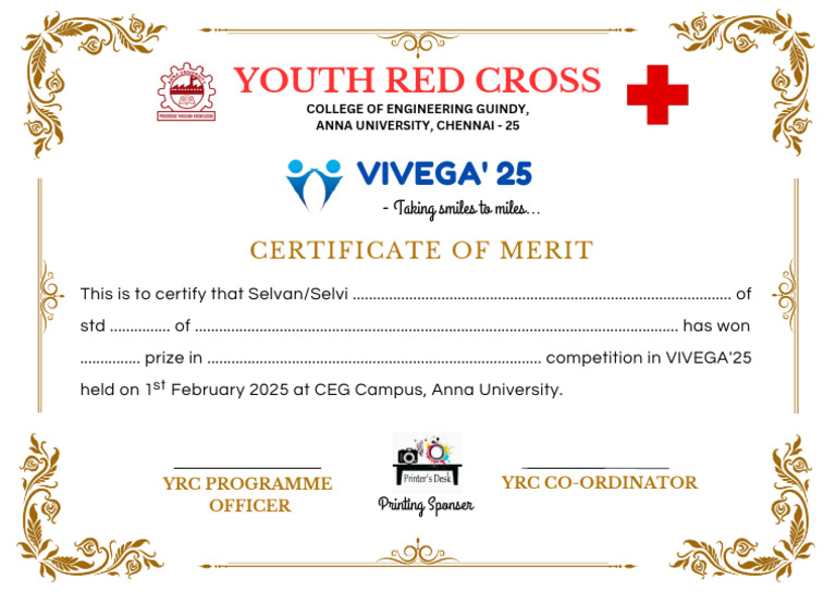Certificate of Merit: VIVEGA'25 Winner | PDF