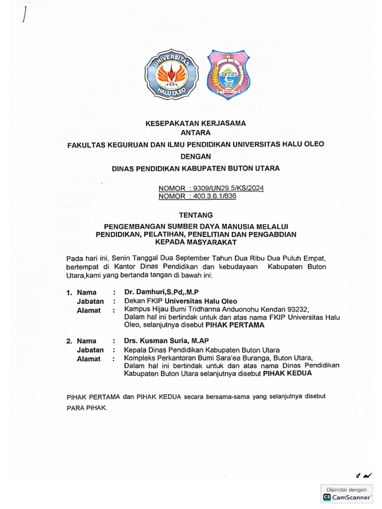 MoU Diknas Butur Dan FKIP | PDF