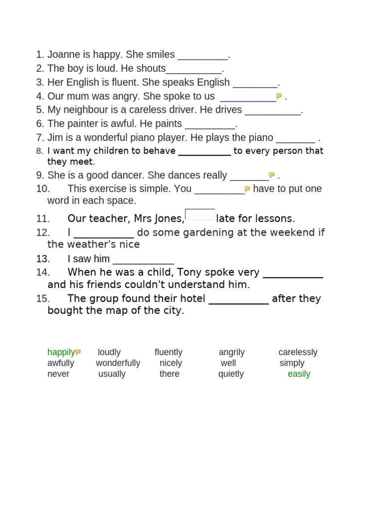 Adverb Exercise | PDF