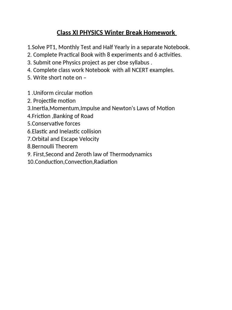 11Th Winter Homework | PDF