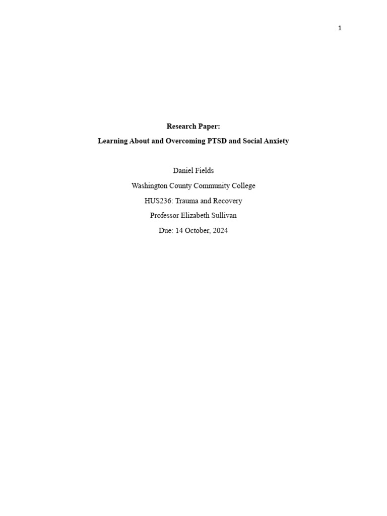 PTSD & Social Anxiety Insights | PDF | Anxiety | Psychological Trauma