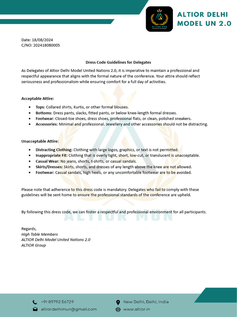 Dress Code Guidelines - Delegates | PDF