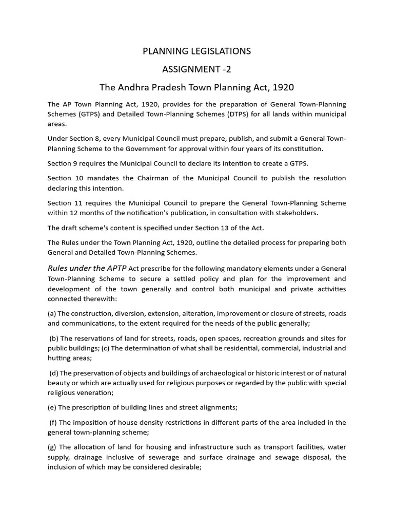 Planning Legislations Asg 2 | PDF