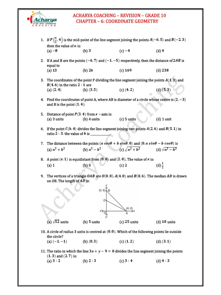 6 Coordinate Geometry | PDF | Circle | Ratio
