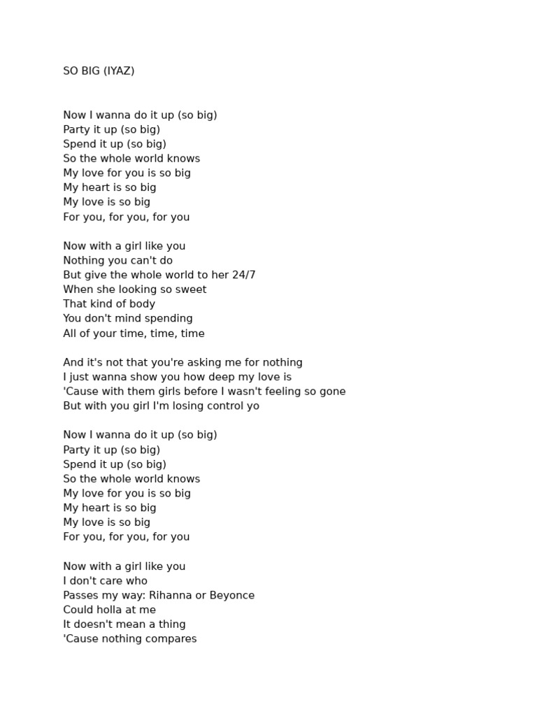 So Big (Iyaz) | PDF