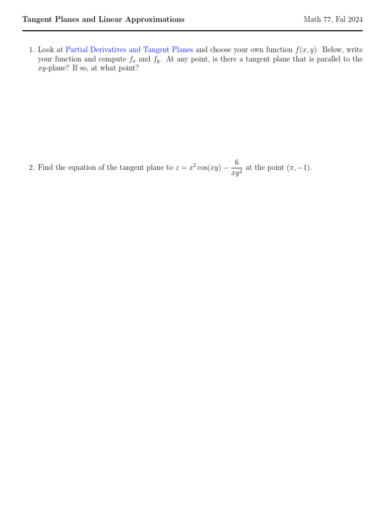 Calculus: Tangent Planes & Approximations | PDF