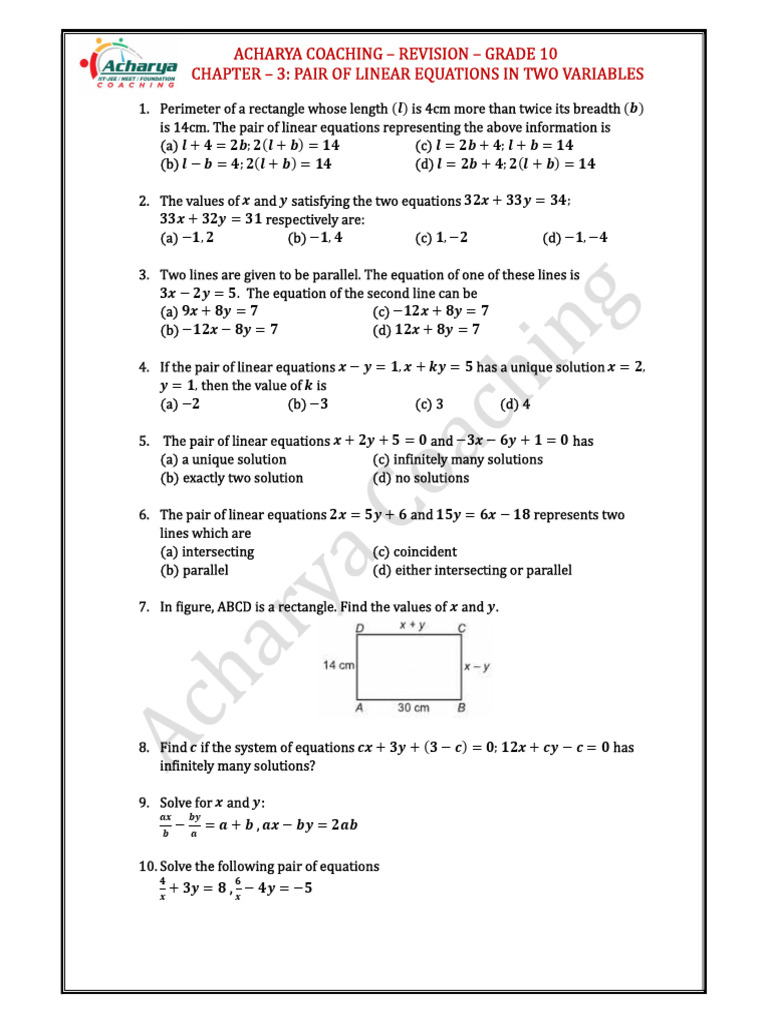 3 LINEAR EQUATIONS (1) | PDF | Equations | System Of Linear Equations